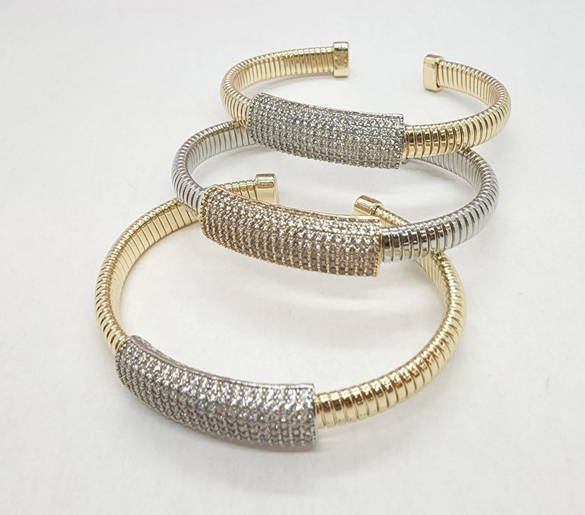 Thick rigid steel Bracelet with diamonds – Butina Design