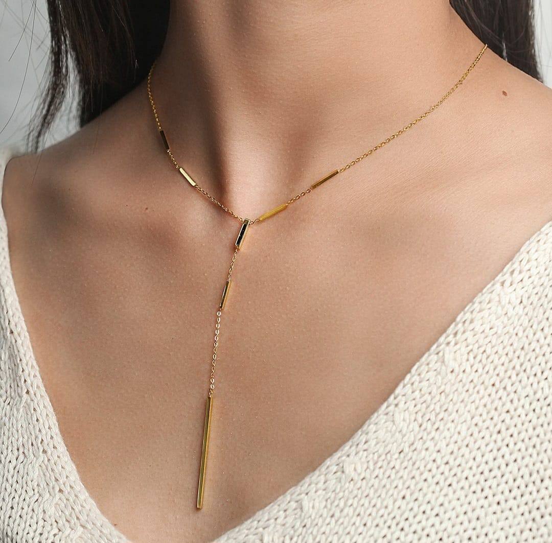 Elegant long stainless steel Necklace – Butina Design