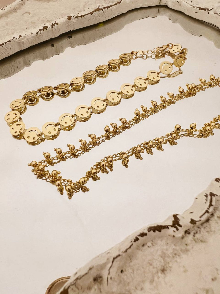 Gold Happy face necklace – Butina Design