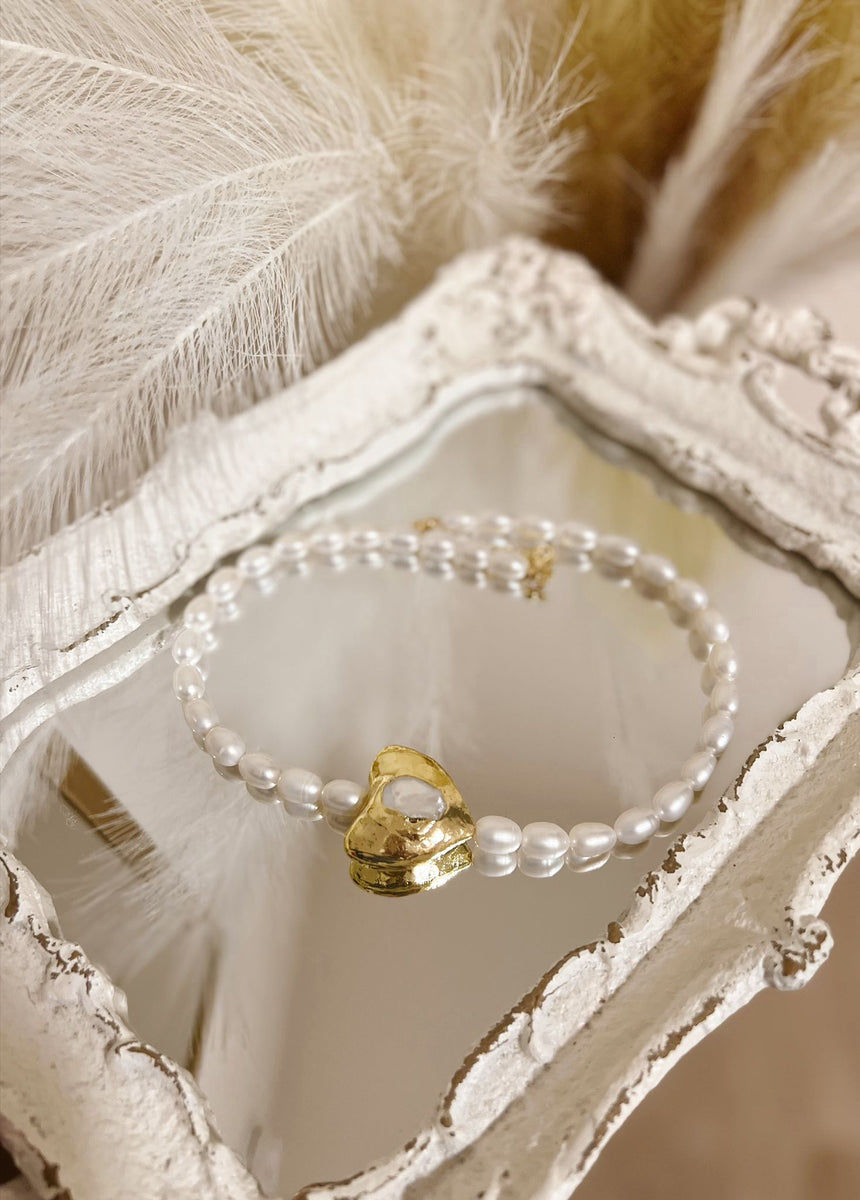 Pearl Necklace with Heart – Butina Design